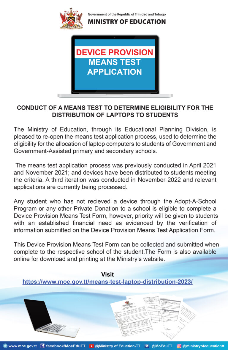 2023 Device Provision Means Test – Ministry of Education