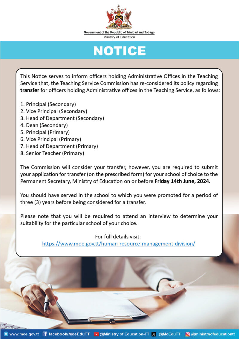 Service Cimmission Notice tranfer Policy June 2024 – Ministry of Education