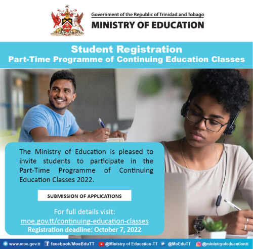 Part-Time Programme of Continuing Education Classes – Ministry of Education