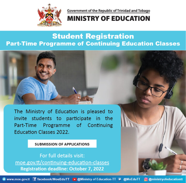 Part-Time Programme of Continuing Education Classes – Ministry of Education