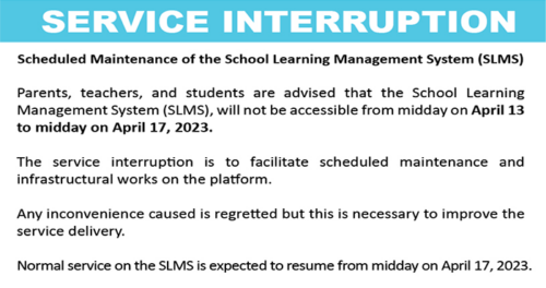 Service Interruption – Ministry of Education