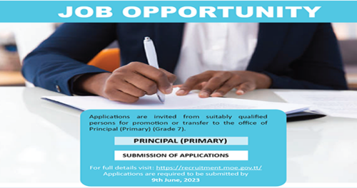 Job Opportunity: Office of Principal (Primary) (Grade 7) – Ministry of ...