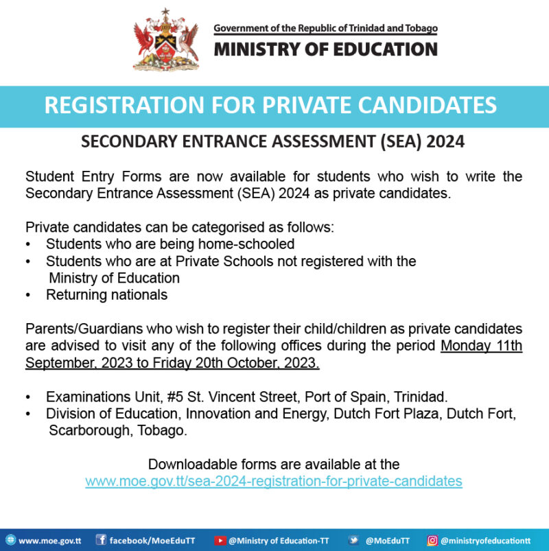 SEA 2024 Registration for Private Candidates – Ministry of Education