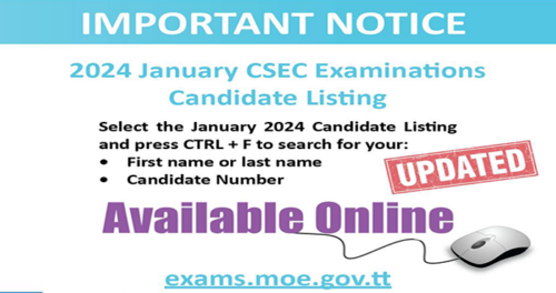 Updated 2024 January CSEC Examinations Candidate Listing – Ministry of ...