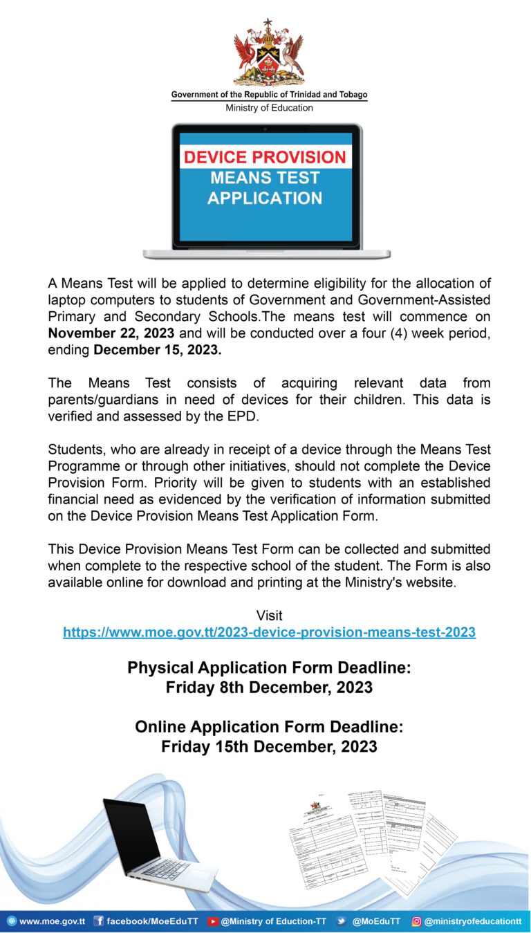 2023 Device Provision Means Test – Ministry of Education
