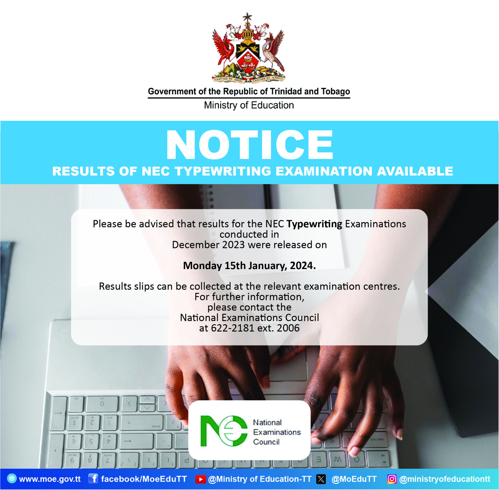 NEC Typewriting December 2023 – Ministry of Education