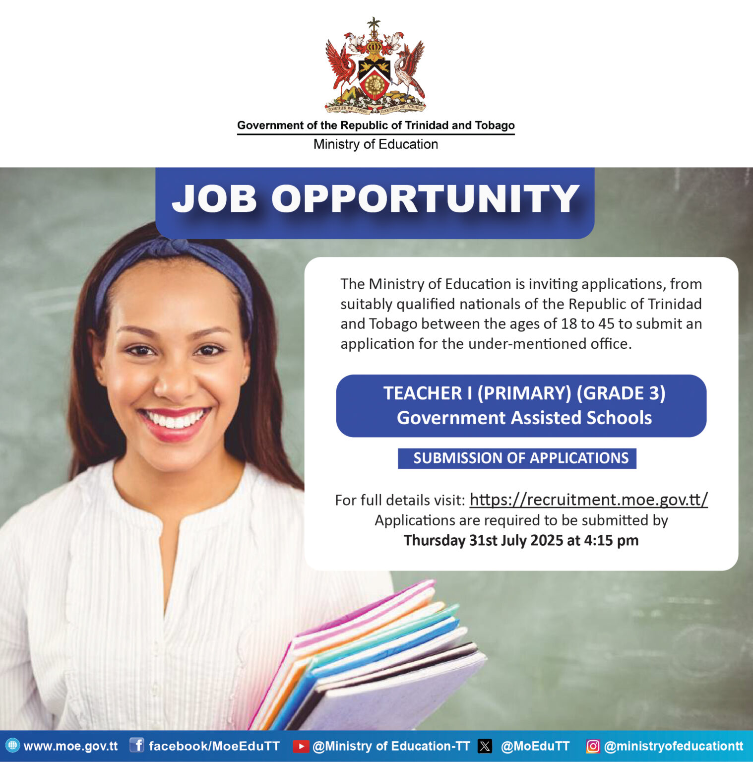 Job Opportunity Teacher 1 July 2025 15×3 – Ministry of Education